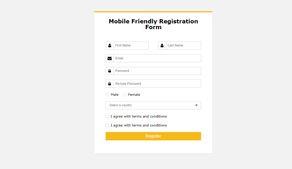 Mobile Friendly Registration Form Html Code With Css Coding Help 0141